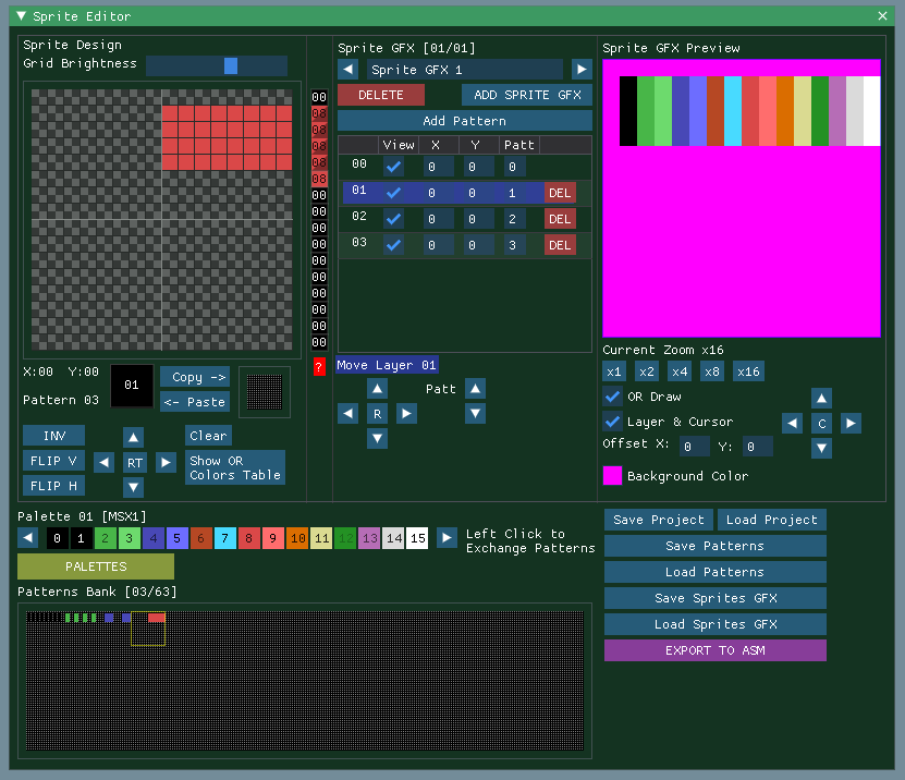 SEV9938 Sprites Editor for MSX2 by JamQue | MSX Resource Center (Page 1/2)